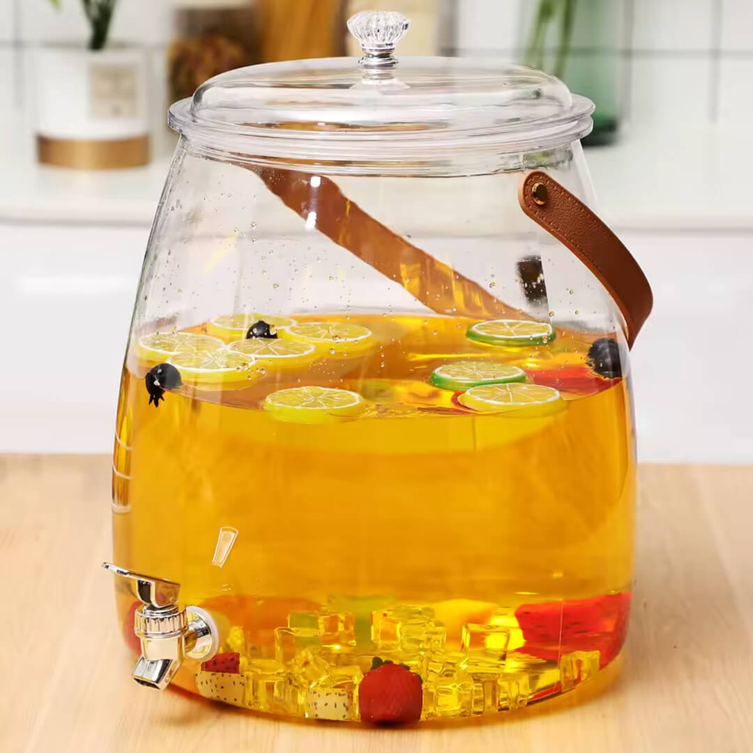 5.2 Liter Large Glass Beverage Dispenser Pitcher with Leak-Proof Spigo ...